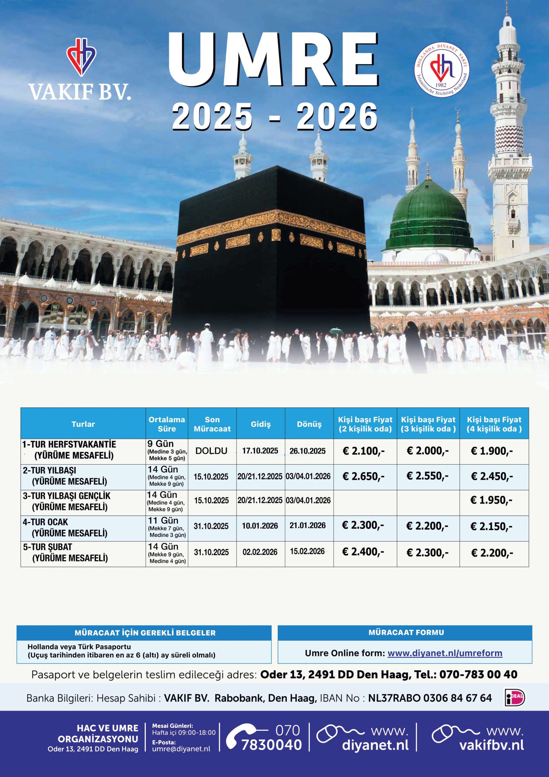 2025-2026 UMRE PROGRAMI - Hollanda Diyanet Vakfı